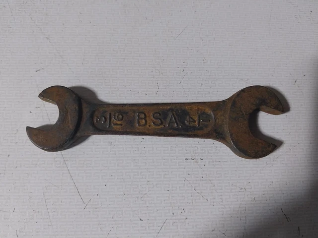 RARE VINTAGE BSA Open Ended Spanner No.3 3/16 + 1/4 Stamped BSA Coat of ...