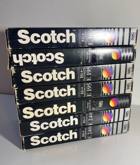 7 X SCOTCH Used Pre Blank VHS video tapes - 2 x 240, 1x 210, 3 x 195 ...