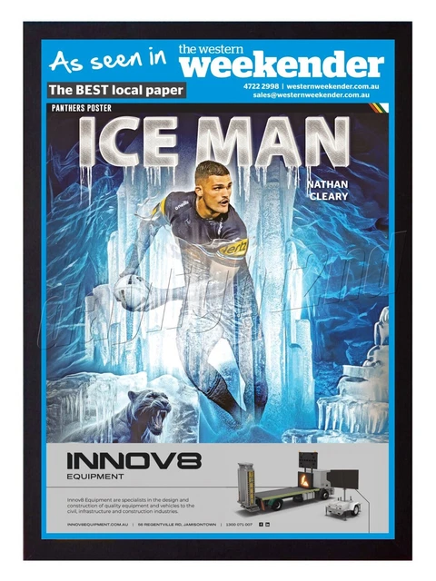 FRAMED 2024 PENRITH Panthers NRL Poster - Nathan Cleary 'Iceman' - 45cm ...