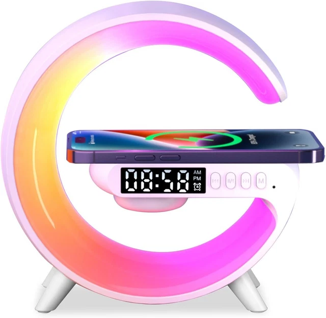 SMART G LAMP Wireless Charger Bluetooth Speaker RGB Alarm Clock Night ...