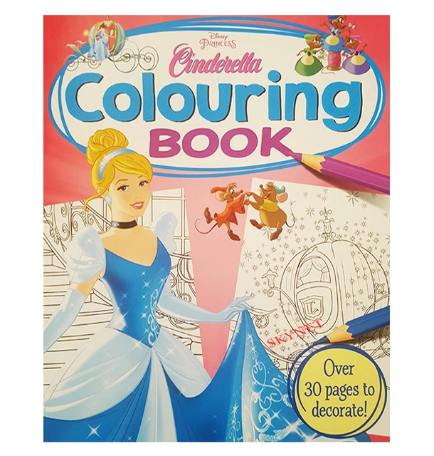 DISNEY PRINCESS CINDERELLA Colouring Book For Children For Girls Kids ...