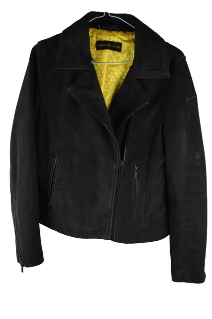 BARNEY & TAYLOR Black Leather Biker Jacket Chest size 36" Womens Full ...