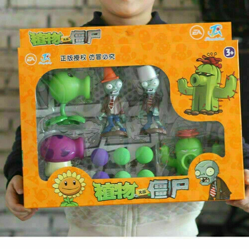 PLANTS VS.ZOMBIES KITS Toys Peashooter Bucket Zombie Action Figures Toy ...