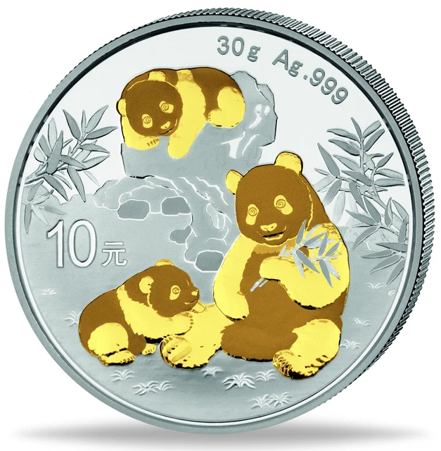 SILBERMÜNZE CHINA PANDA 2025 30 Gramm Silber 10 Yuan in Kapsel gildet ...