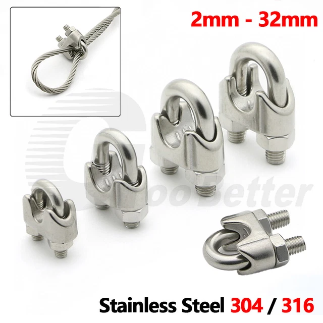 HEAVY DUTY WIRE Rope Grips Clamp U Bolt 304 A2 316 A4 Stainless Steel ...