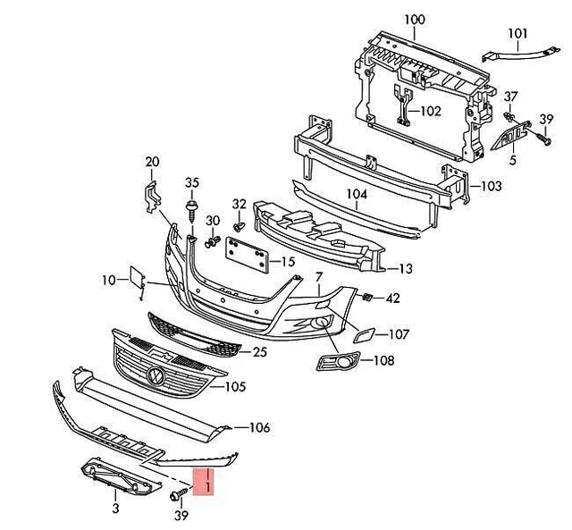 VOLKSWAGEN TIGUAN R-LINE Lower Front Spoiler Genuine 5N0805903TGRU £334 ...