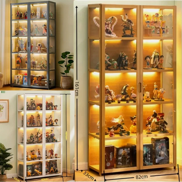 5 TIERS TRANSPARENT Display Case Acrylic Display Cabinet with lights ...