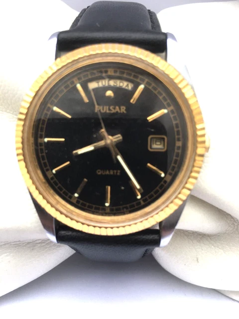 VTG 1980S PULSAR V544-8A00 President Style Quartz Day Date 35mm Gents ...