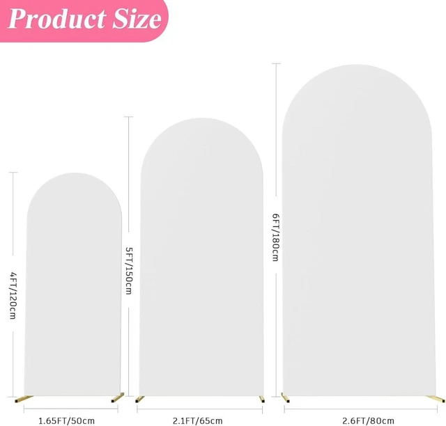 WEDDING ARCH COVER Set of 3 White Spandex Fitted Arch Cover for Round ...