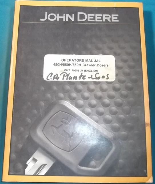 JOHN DEERE 450H 550H 650H Tracteur Dozer Opération & Maintenance Manuel Livret EUR 87,37 ...