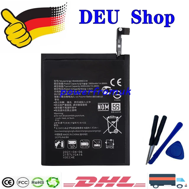 AKKU FÜR HUAWEI Y9 Prime 2019 4000mAh HB446486ECW STK-L21 STK-L22 P20 ...