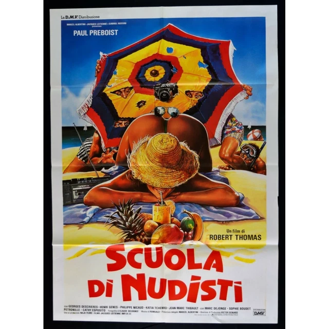 AFFICHE ÉCOLE DE NUDISTES Plage Mer Preboist Robert Thomas Mer Genes ...