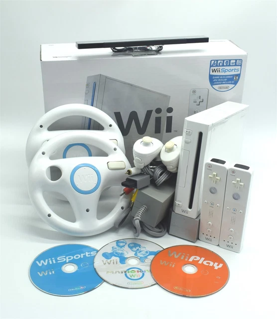 NINTENDO WII CONSOLE Bundle Boxed White + Wii Sports Mario Kart Remote ...