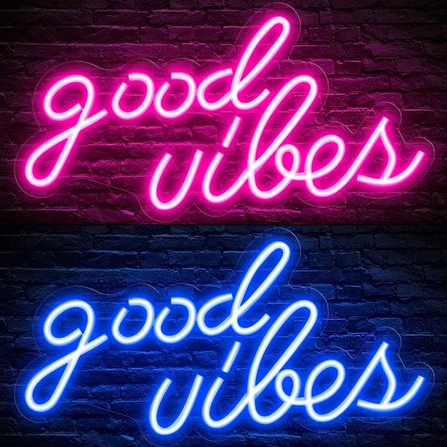 GOOD VIBES LED Neon Sign Light Wall Art Decor Hanging for Bar Party ...