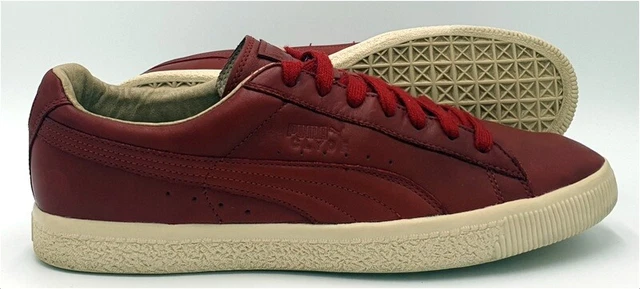 PUMA CLYDE LUXE Low Leather Trainers 352814 05 Red/Cream UK10/US11/EU44 ...