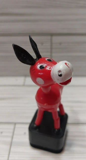 VINTAGE BRITISH DES Reg Plastic Push Button Red Donkey Toy Hong Kong ...