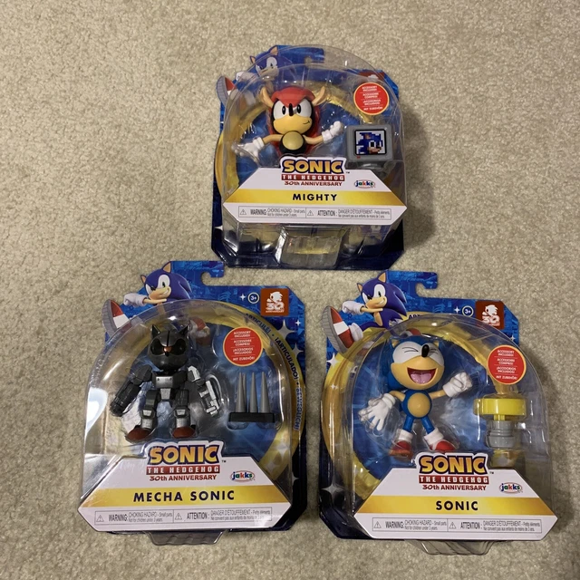 SONIC HEDGEHOG 30TH Anniversary Lot of 3 Toy Figures Mecha Sonic Mighty ...