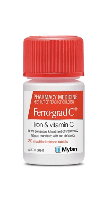 FERRO-GRAD C IRON & Vitamin C Mod Release Tablets 30 x 2 bottles FREE ...
