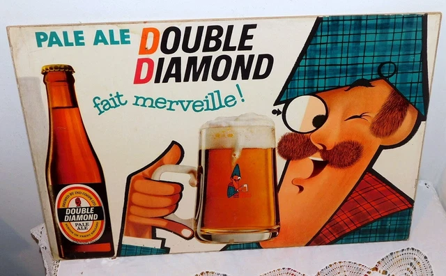 ANCIENNE PLAQUE PUBLICITAIRE BIERE DOUBLE DIAMOND 70's CARTON /NO TOLE ...