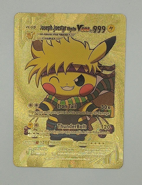 PIKACHU POKEMON JOSEPH Joestar Jojo Pika Carte Card Holo Prism Flash ...