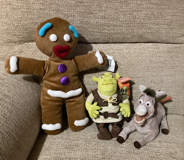 DREAMWORKS SHREK PLUSH Soft Toy Bundle Shrek Donkey & Gingy Gingerbread ...