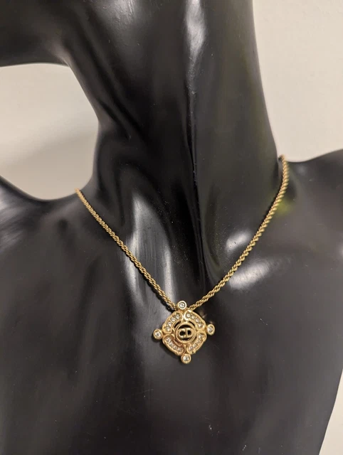 ORIGINAL CHRISTIAN DIOR kette Collier mit Anhänger Vergoldet. Signiert NP 499€ EUR 199,00 ...
