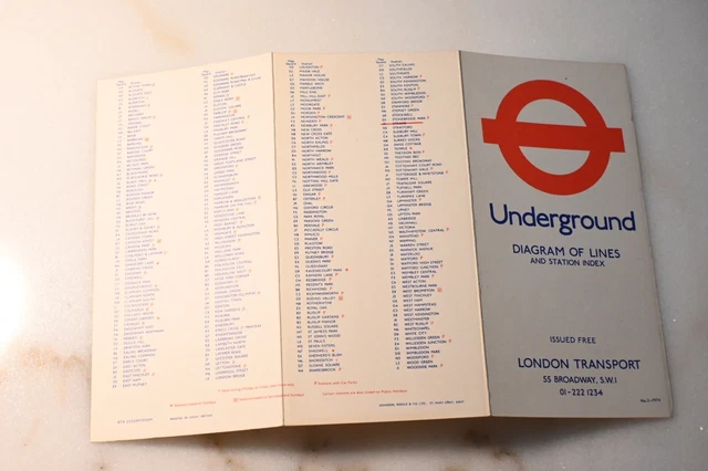 LONDON UNDERGROUND TUBE Map No.2 1974 (Ref 874 2355M/1000M) £10.00 ...