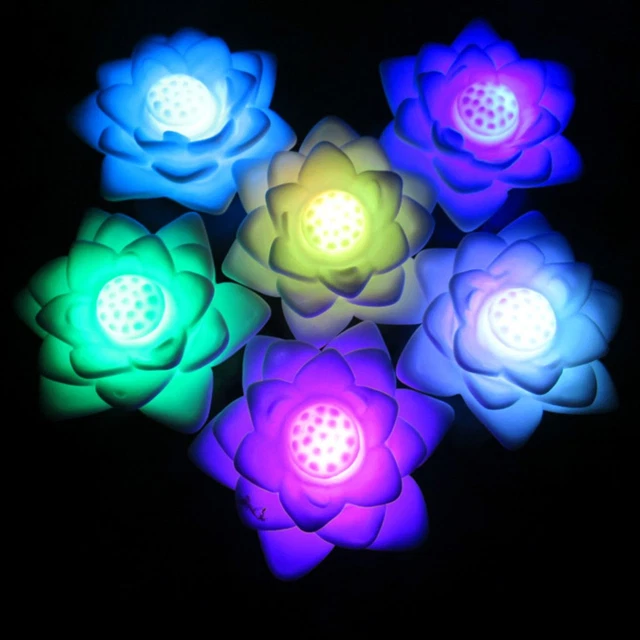 4PCS CHANGING LED Floating Lotus Flower Romantic Lamp Night Light for ...