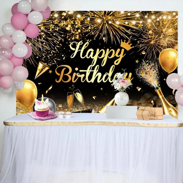 SPARKLE GOLD RIBBON Balloon Bokeh Birthday Backdrop $37.90 - PicClick AU