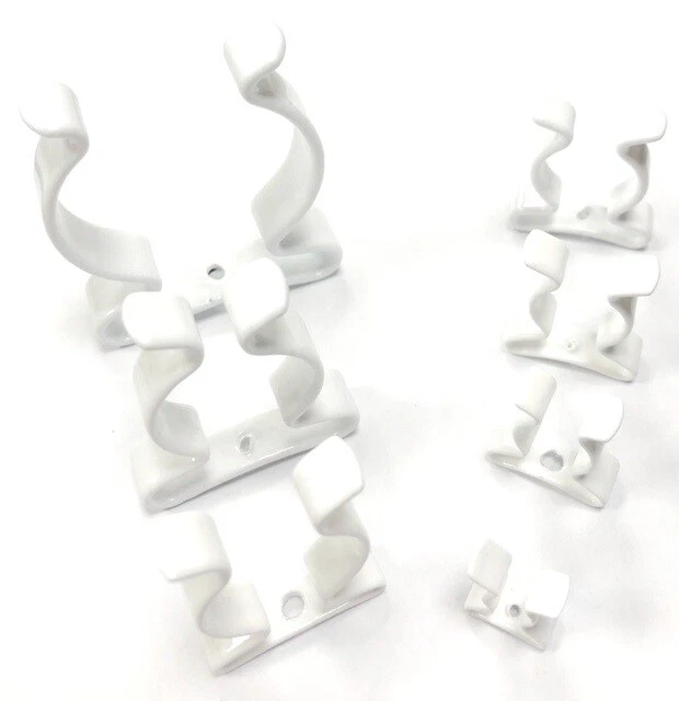 6 X TERRY Tool Clips White Plastic Coated Spring Steel Grips Dia. 50mm ...