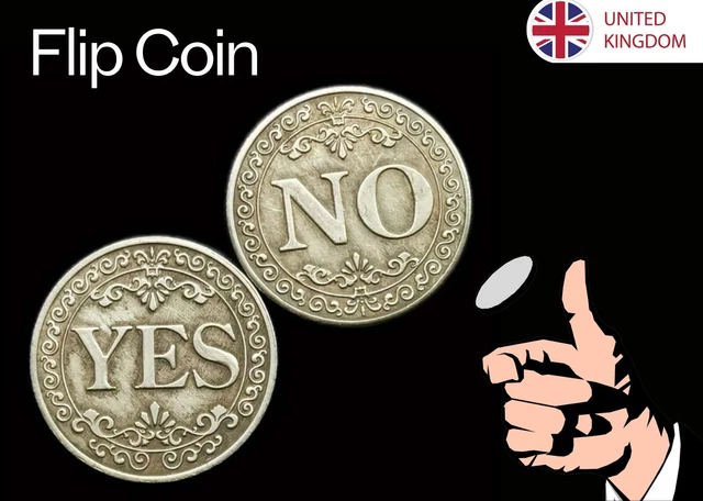 YES OR NO Challenge Decision Making Lucky Coin, 2 Sided, Fun Gift UK ...
