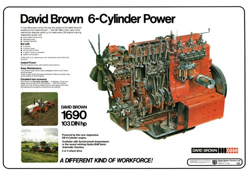 DAVID BROWN CASE Tractor Poster 1690 Engine Cutaway 1594 1694 IH ...