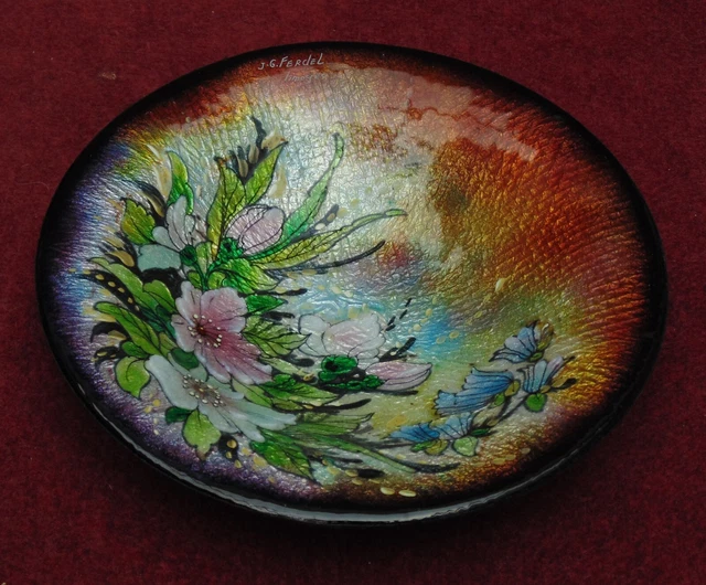 RARE MAGNIFIQUE ANCIENNE coupe émaux limoges style Camille fauré signé ...