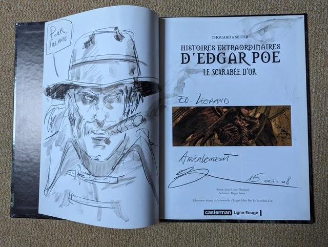 ÉDITION ORIGINALE DESSIN dédicace signé "Le scarabée d'or"Jean-Louis ...