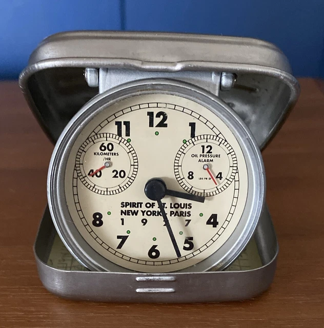 VINTAGE STYLE SPIRIT Of St Louis Pilots Travel Alarm Clock With New ...