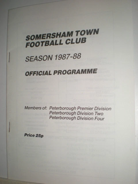 SOMERSHAM TOWN RESERVES v BLUNTISHAM, HUNTS JUNIOR CUP 1st ROUND 1987 ...