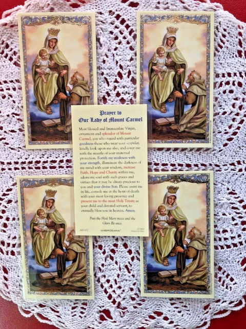 &OUR LADY OF MT. CARMEL" LAMINATED Gold Imprinted Detailed Holy cards Lot/5. NEW £5.20 - PicClick UK