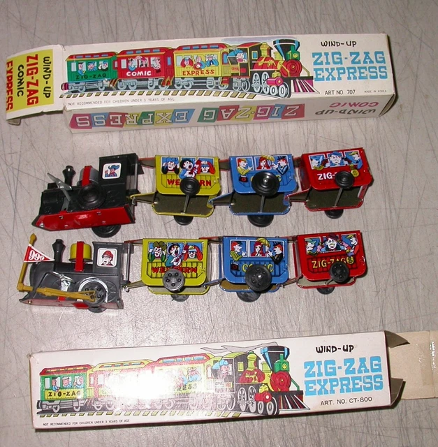 2X VINTAGE WIND Up ZIG-ZAG Western COMIC EXPRESS TIN Litho TOY TRAIN CT-800 707 £7.42 - PicClick UK