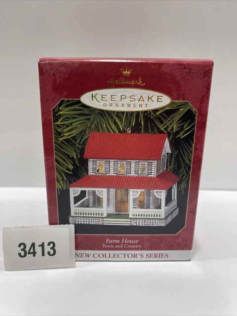 VINTAGE FARM HOUSE Town & Country Hallmark Keepsake Tin Christmas ...