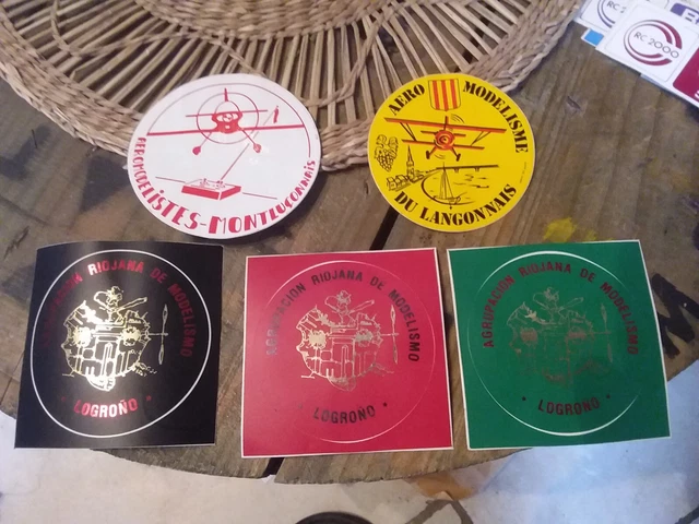 LOT DE 5 Anciens autocollants club de modélisme maquettes aeromodelisme ...