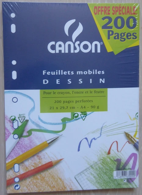 LOT DE 200 feuilles de papier dessin perforées CANSON EUR 4,70 ...