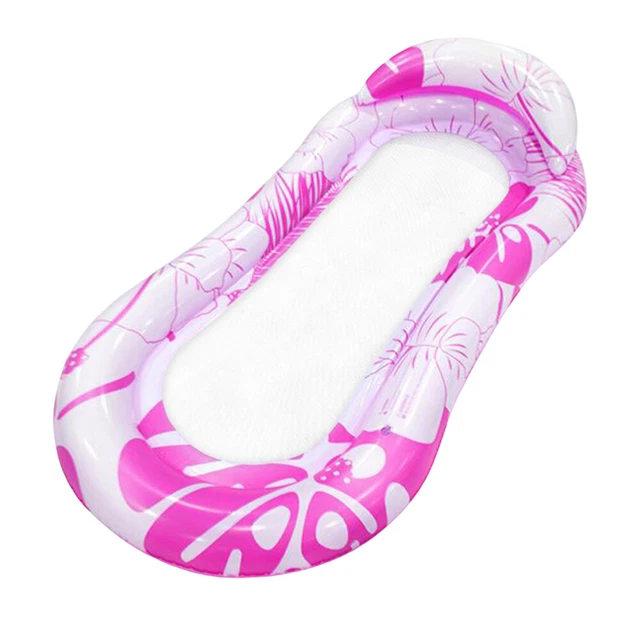INFLATABLE FLOATING ROW Foldable Pool Float Bed Lounger Chair (Pink ...