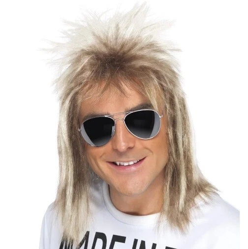 Adult 80s 1980s 80s Celebrity Mullet Wig Fancy Dress Ash Blonde By