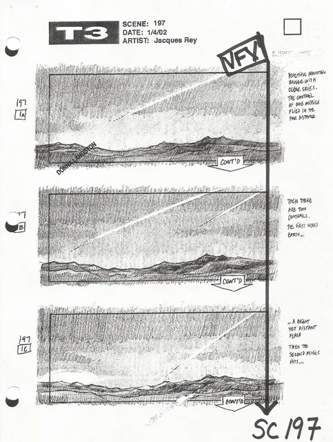 TERMINATOR 3 ORIGINAL production used 2002 T3 storyboards sheets scene ...