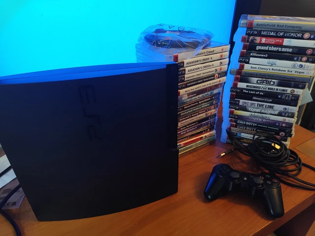 PS3 SLIM 250GB Console Bundle + 1 Controller, All Cables + 41 Games £ ...