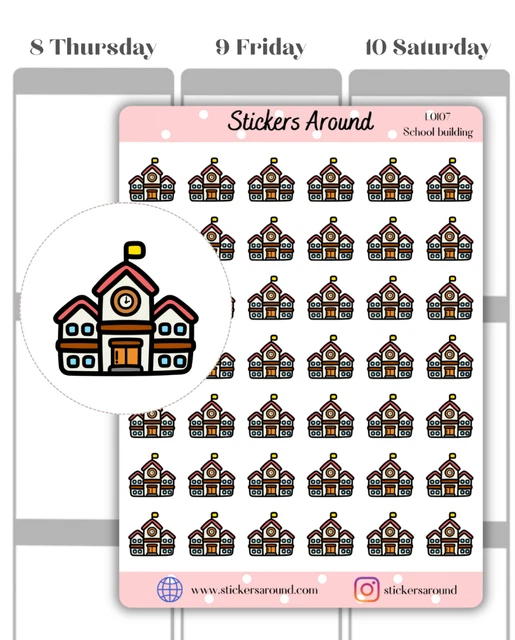 SCHOOL BUILDING ICON Sticker, Back to School Sticker, Calendar ...