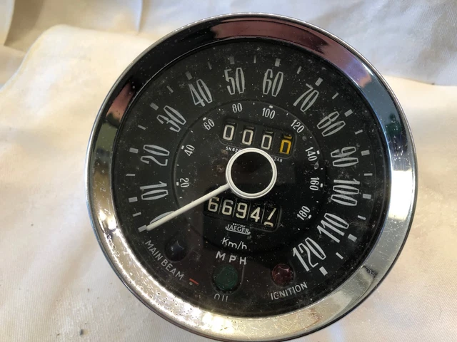 JAEGER 4& SPEEDOMETER 120mph Working SN6203/15 1248 tpm Triumph GT6 ...