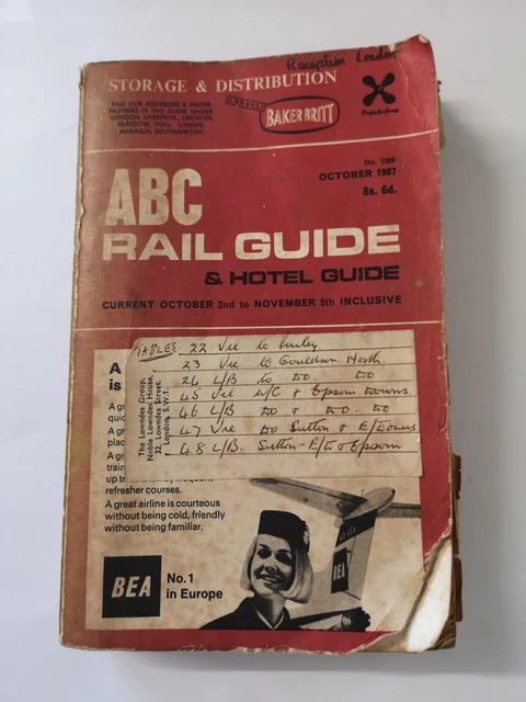 VINTAGE RAILWAY ABC Rail Guide & Hotel Guide No 1368. October 1967 £8. ...