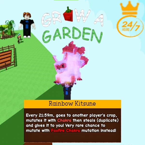 ROBLOX GROW A GARDEN 🌸 Rainbow Kitsune [MUTATION PET] 🌸 Fast Delivery ...