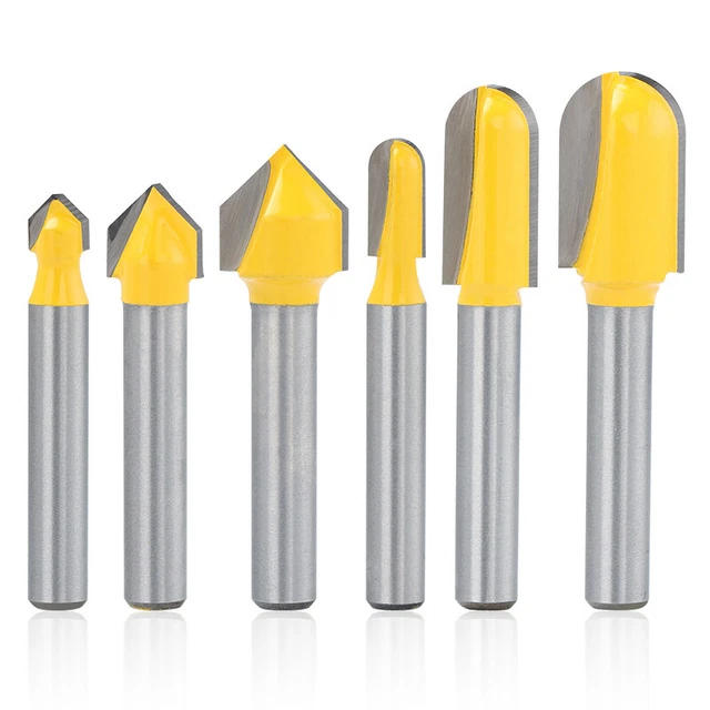 90 DEGREE V Groove and Round Nose Router Bit Set 1/4"Shank Signmaking ...
